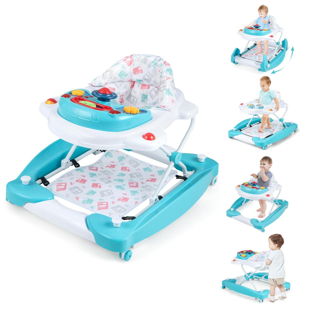 BABY JOY Andador de bebé 6 en 1, andador plegable con ruedas, altura ...